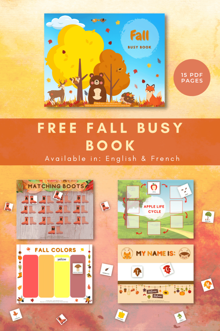 Free Fall Busy Book Printable: Chinese, French, English - Edkids Home