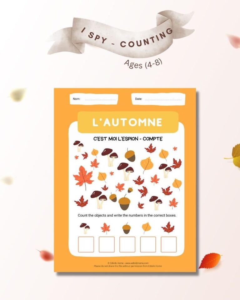 Free Fall Worksheets: English, Chinese, French - Edkids Home