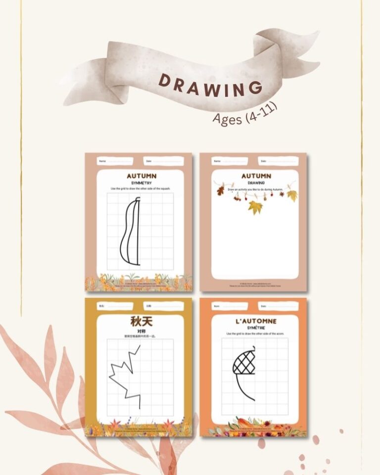 Free Fall Worksheets: English, Chinese, French - Edkids Home