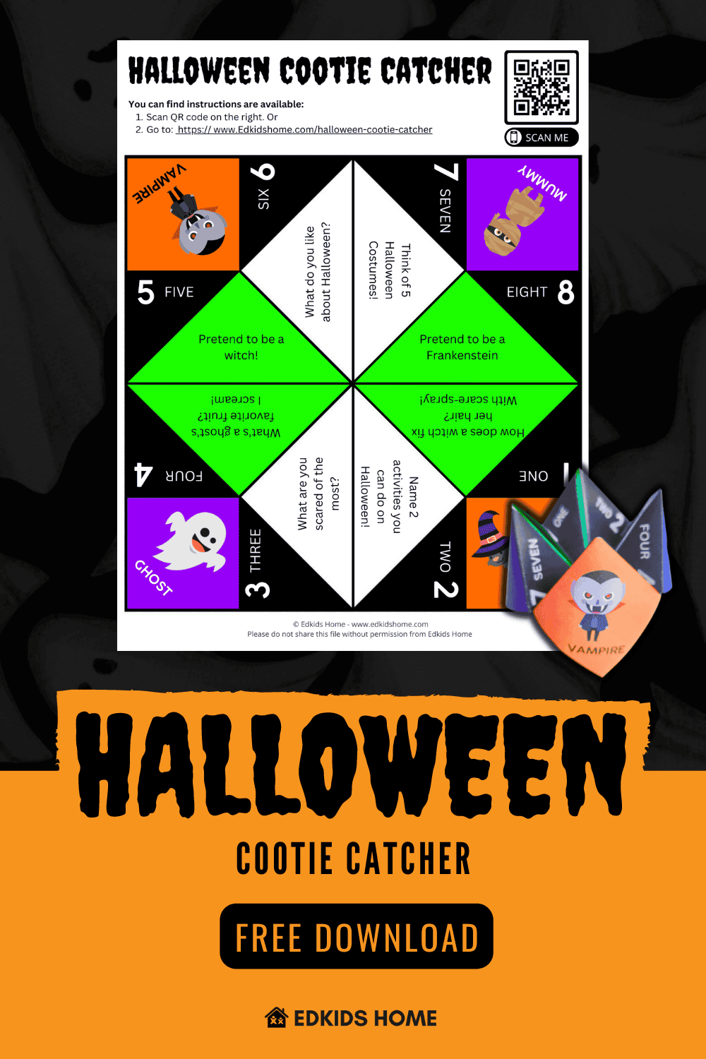 The Ultimate Free Halloween Cootie Catcher: Chinese, French, and ...