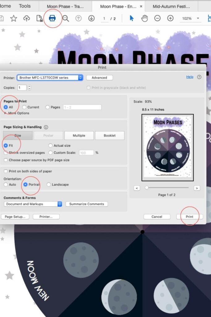 Creating a Moon Phases Wheel: A Fun Printable Activity for Kids ...