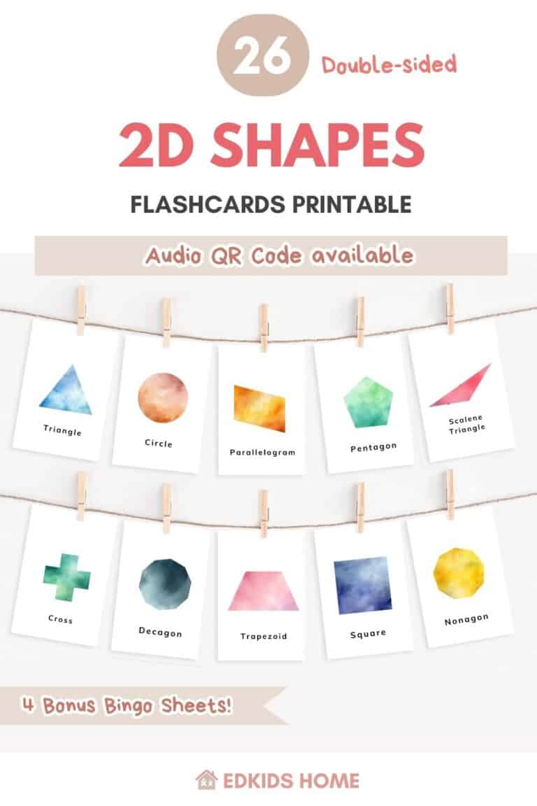 26 2D Shapes Flashcards Printable: Bilingual Chinese & English - Edkids ...